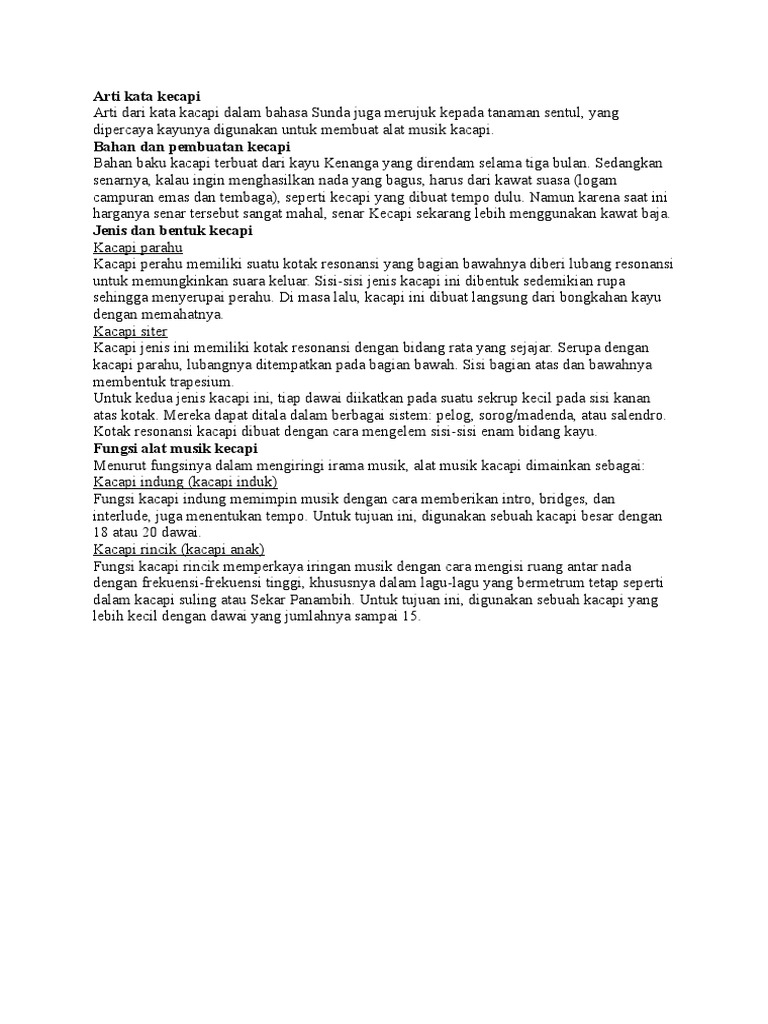 Arti dan Fungsi Alat Musik Kecapi | PDF | Seni