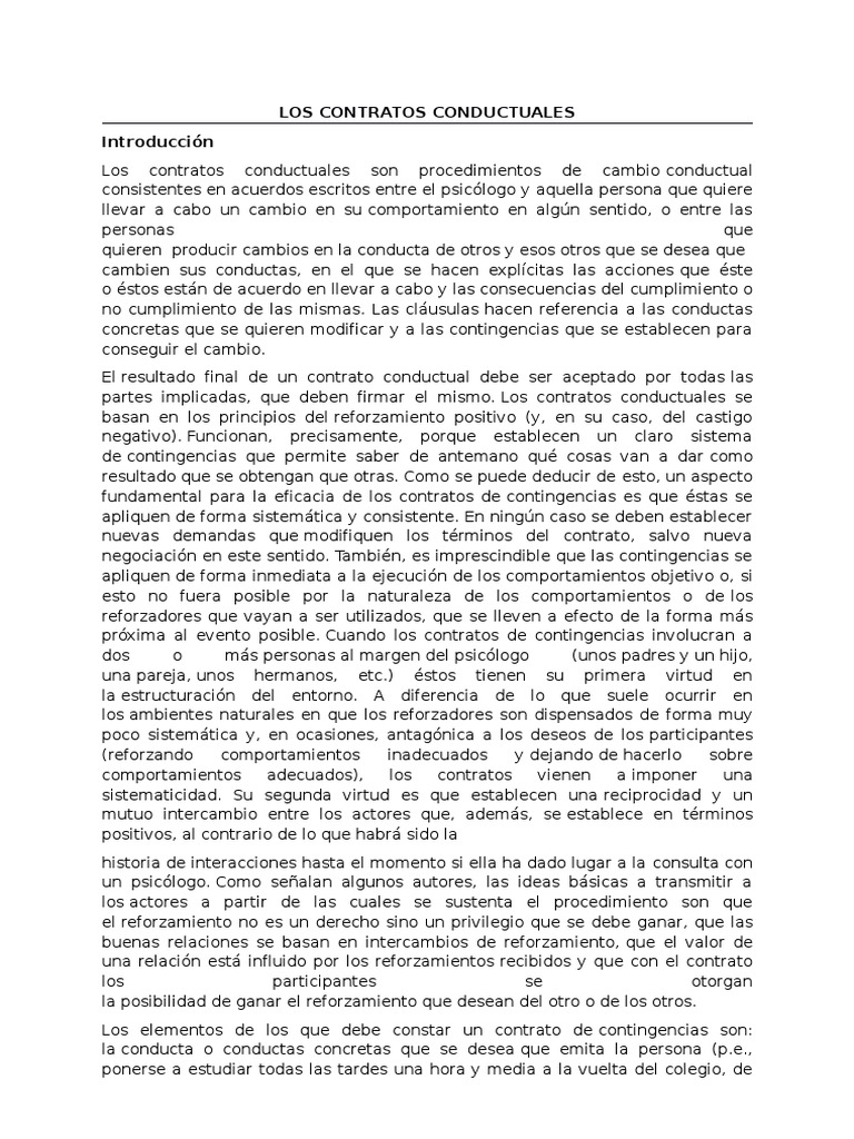 Los Contratos Conductuales | PDF | Comportamiento | Sicología
