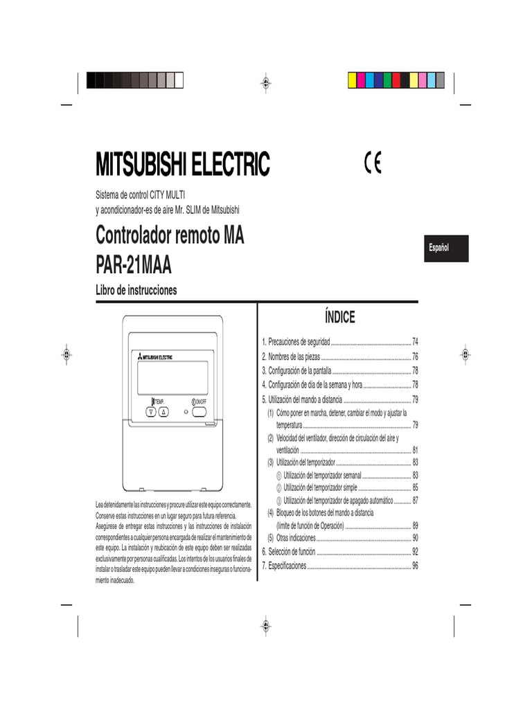 Manual Controlador Mitsubishi PAR-21MAA | PDF