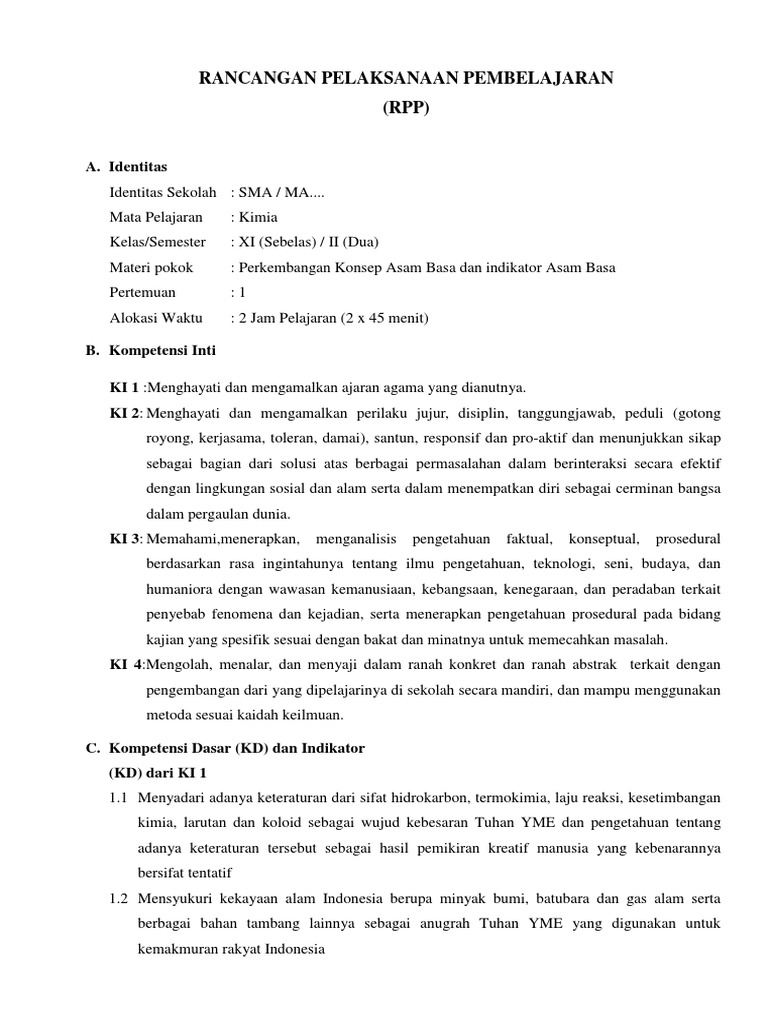 RPP Asam Basa K13 | PDF