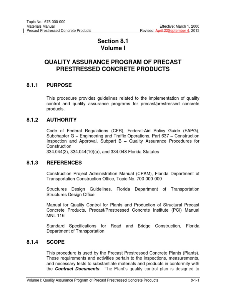 Precast Concrete Quality Assurance Program | PDF | Precast Concrete ...