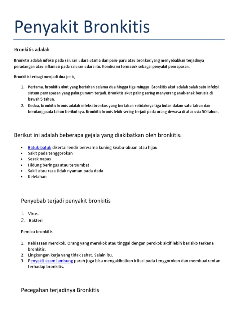 Bronkitis | PDF | Pengembangan Diri | Kesehatan Holistik