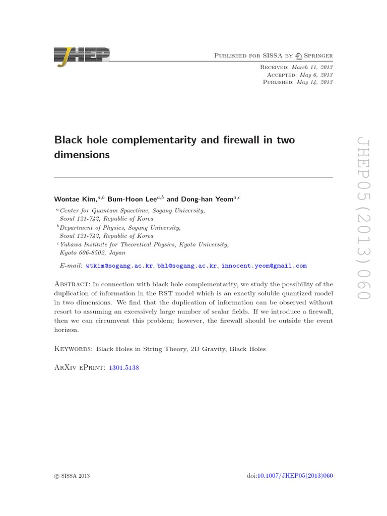 Black Hole Complementarity and Firewall in Two Dimensions: Wtkim@sogang ...