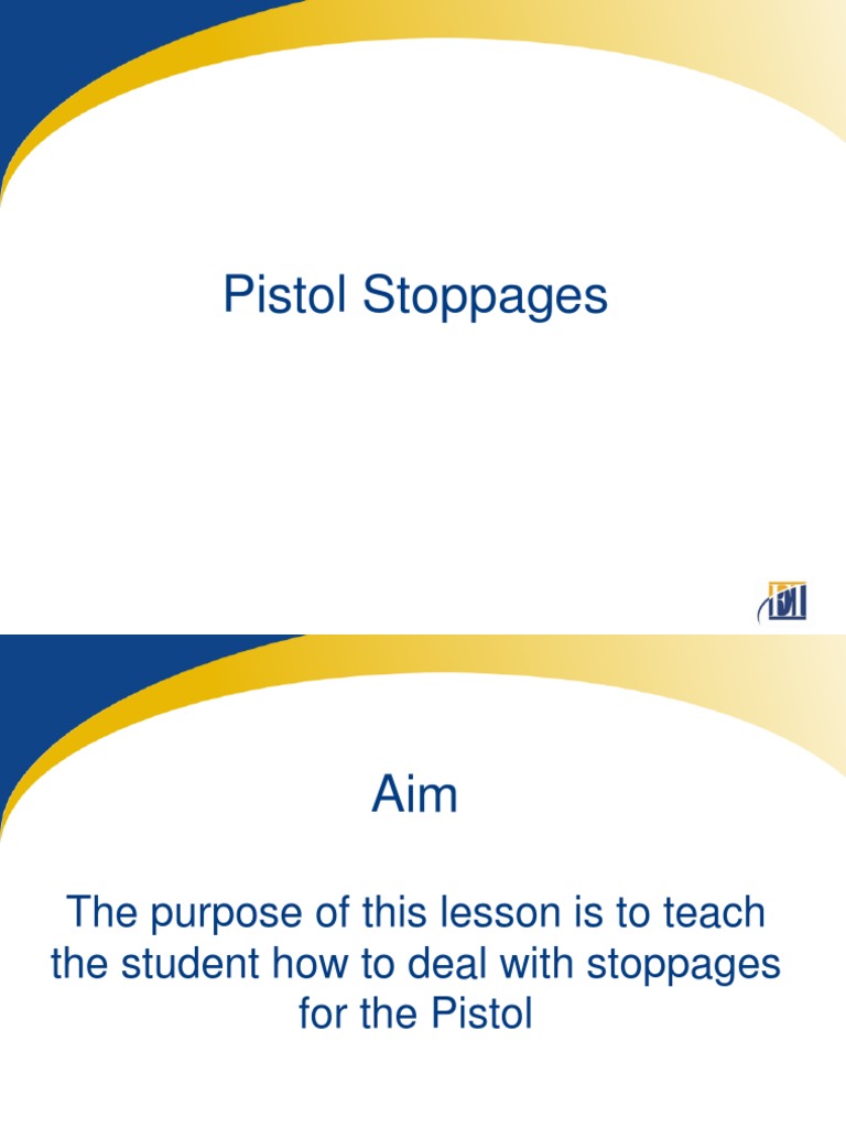 Pistol 9mm Stoppages Lesson V1 | PDF | Cartridge (Firearms) | Pistol