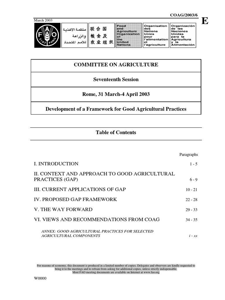 Development of A Framework For Good Agricultural Practices | PDF ...