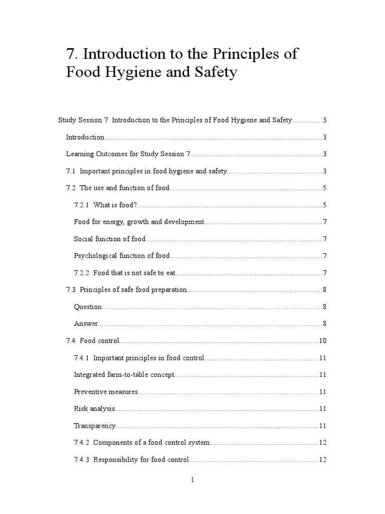 Introduction To The Principles of Food Hygiene and Safety | PDF | Food ...