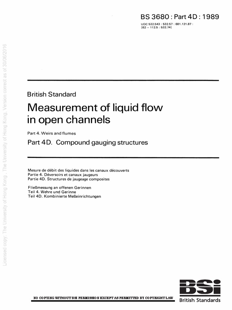 BS 3680: 1989 4D Specifications | PDF