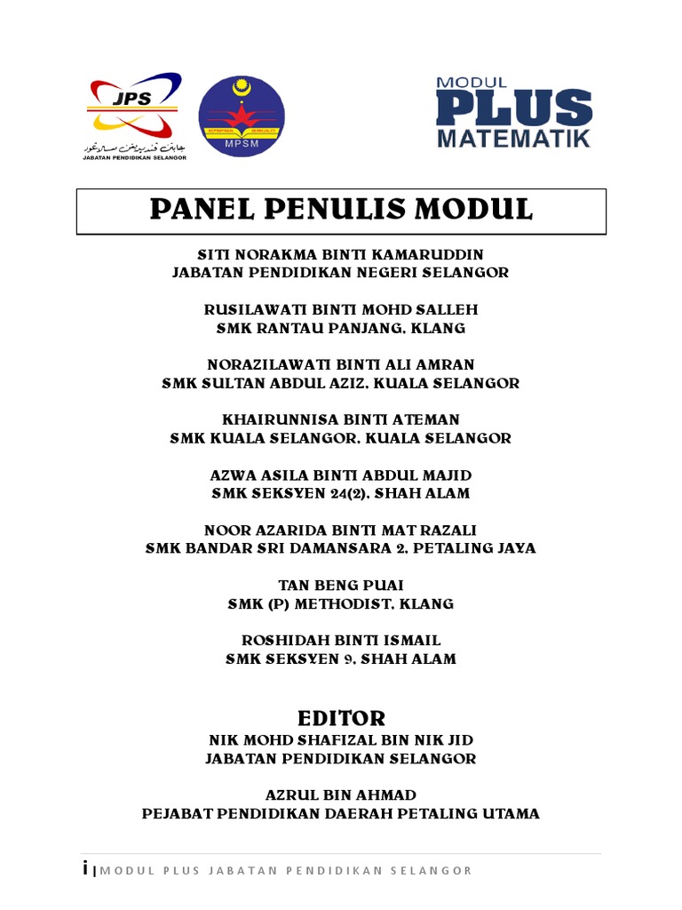 Matematik Isi Kandungan Modul PLUS | PDF | Mathematical Concepts | Algebra