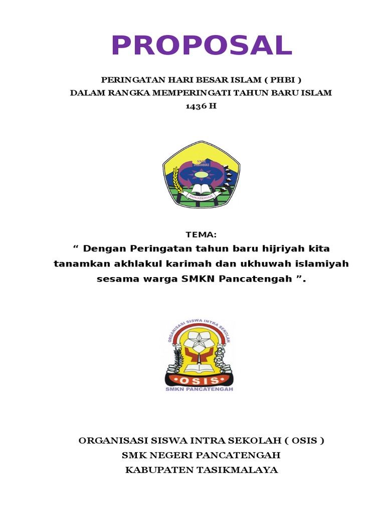 Cover Proposal PHBI SMK Pancatengah | PDF