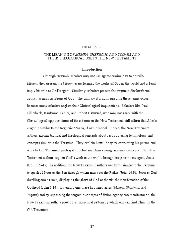 The Meaning of Memra Shekinah and Yeqara | PDF | Gospel Of John ...