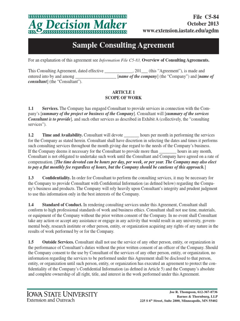 Sample Consulting Agreement | PDF | Payroll Tax | Arbitration