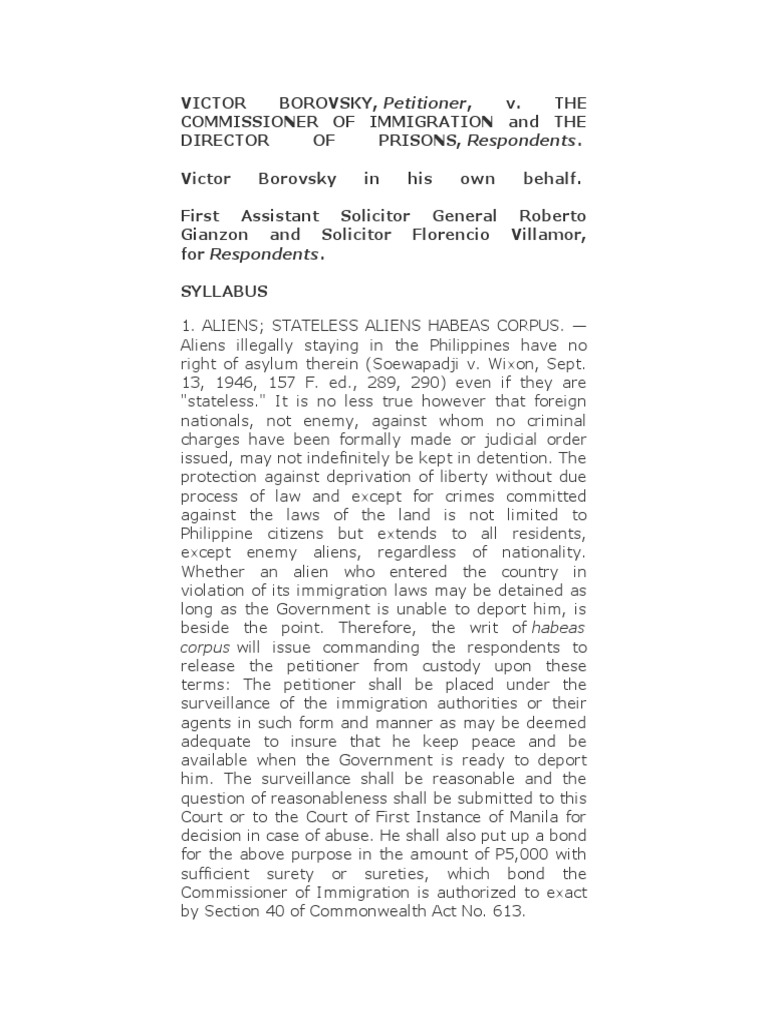 Victor Borovsky Case | PDF | Bail | Habeas Corpus