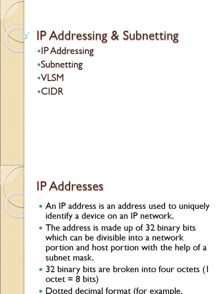 Chapter 7b Ip Addressing And Subnetting Pdf Ip Address Network Architecture