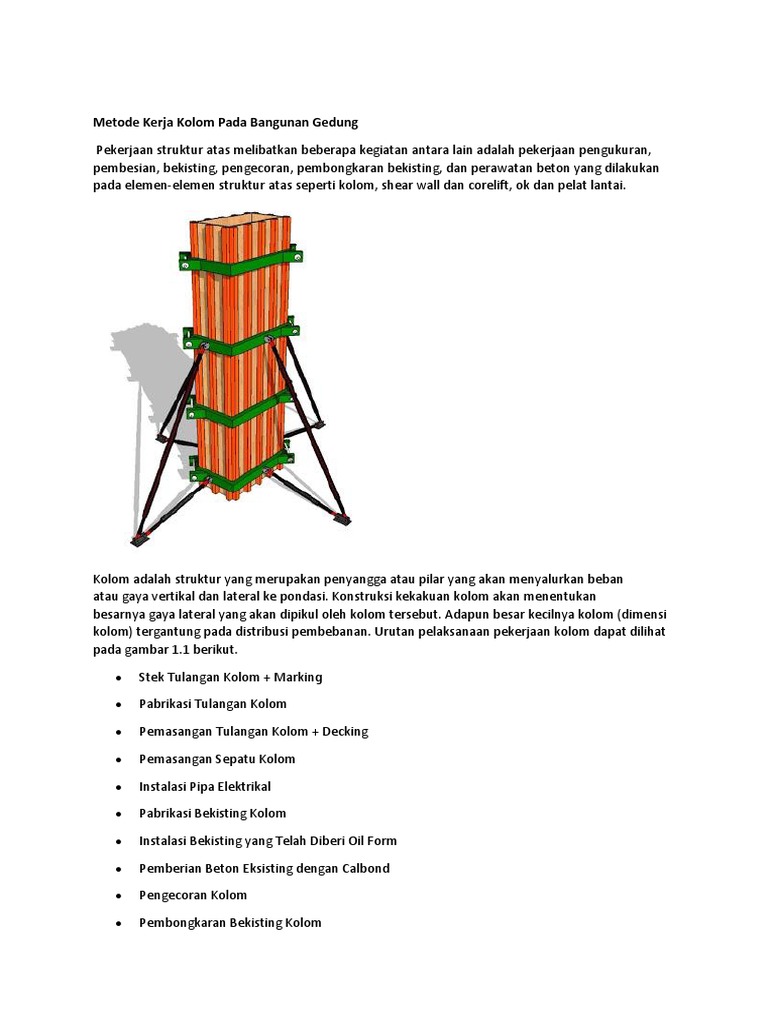 Metode Kerja Kolom Pada Bangunan Gedung | PDF