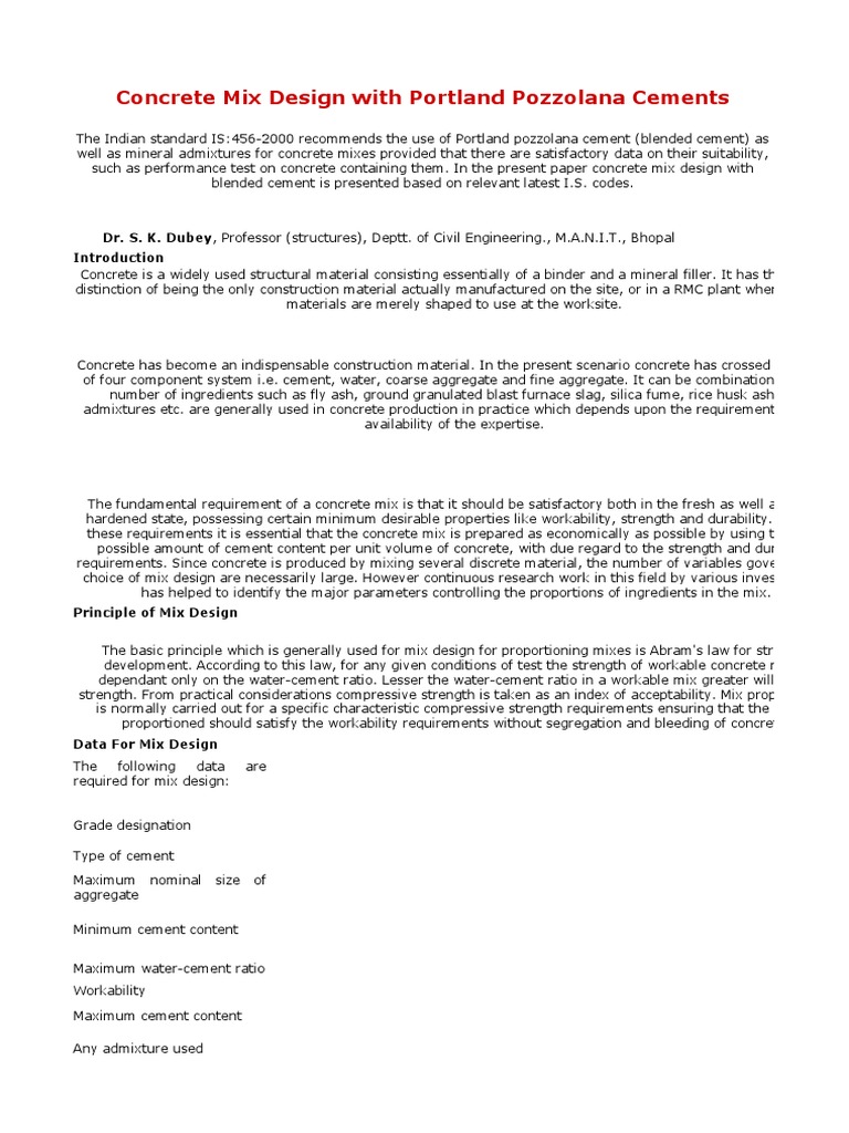Conctrete Mix Design With PPC Cement Research Paper | PDF | Concrete ...