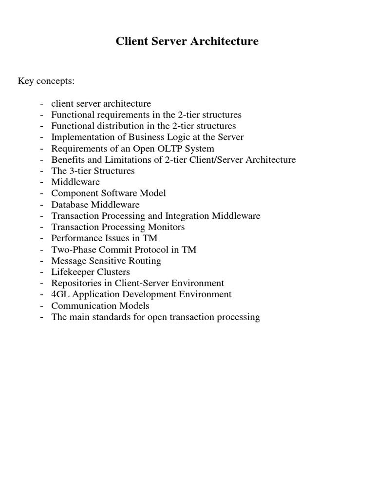 Client Server Architecture PDF | PDF | Client–Server Model | Database ...