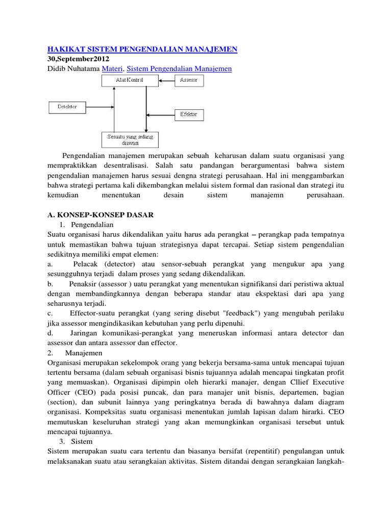 SPM 1. Hakikat Sistem Pengendalian Manajemen | PDF