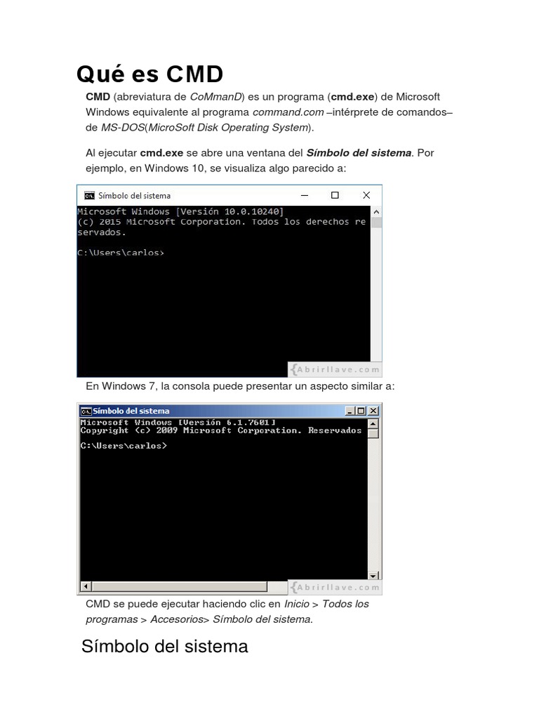 Clase CMD | PDF | Interfaz de línea de comando | Ventana (informática)