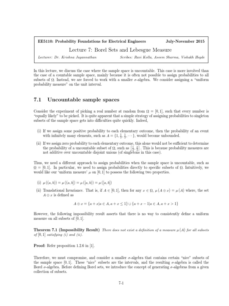 Lecture7 Borel Sets and Lebesgue Measure | PDF | Measure (Mathematics ...