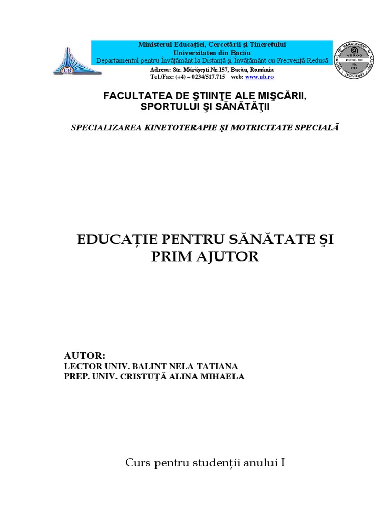 Educatie Pentru Sanatate Si Prim Ajutor | PDF
