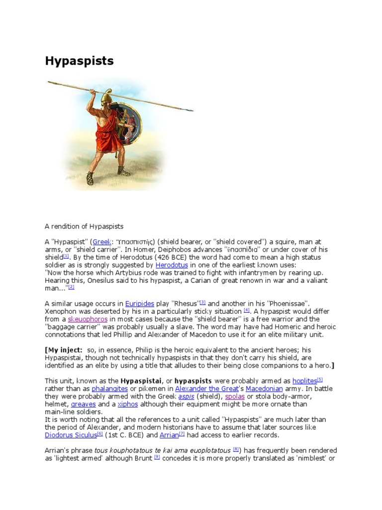 A "Hypaspist" (Greek: Ὑπασπιστἠς) (sh... | PDF | Warfare Of Antiquity ...