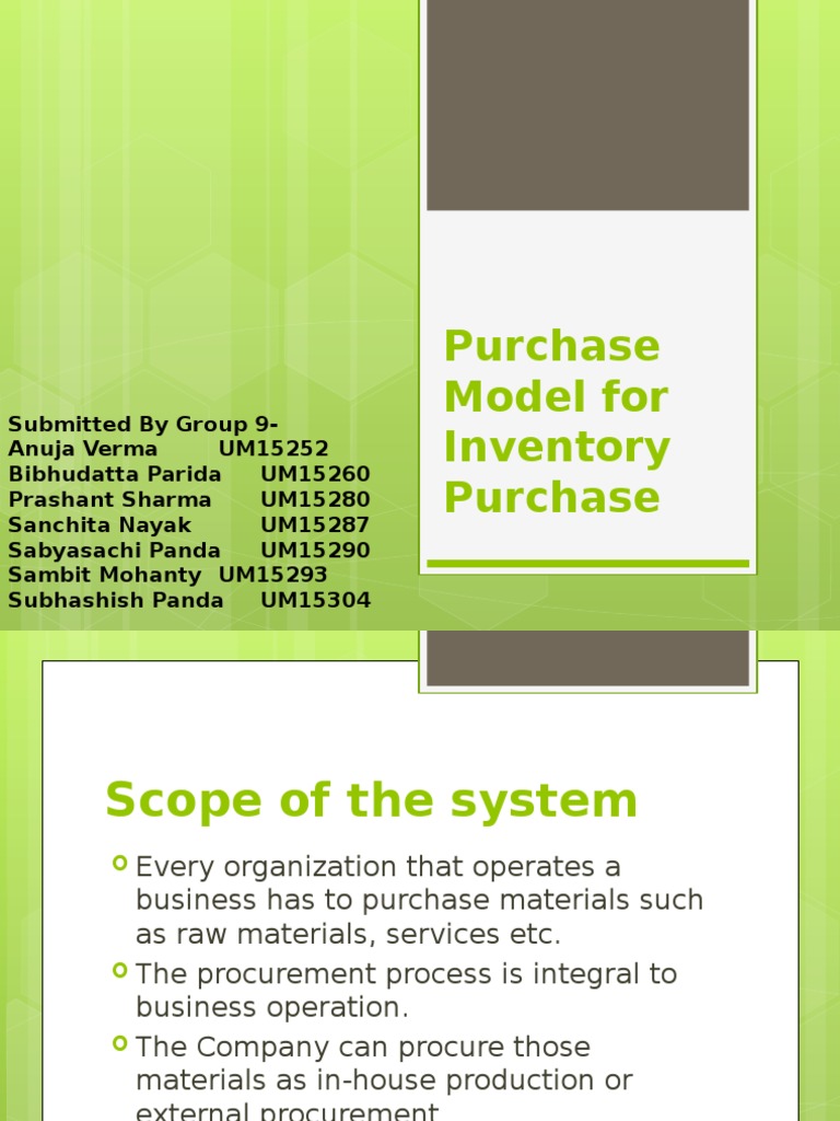 Purchase Model For Inventory Purchase | PDF