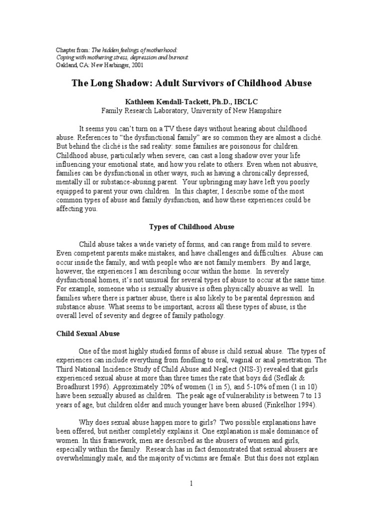 The Long Shadow Adult Survivors of Childhood Abuse | PDF | Child ...