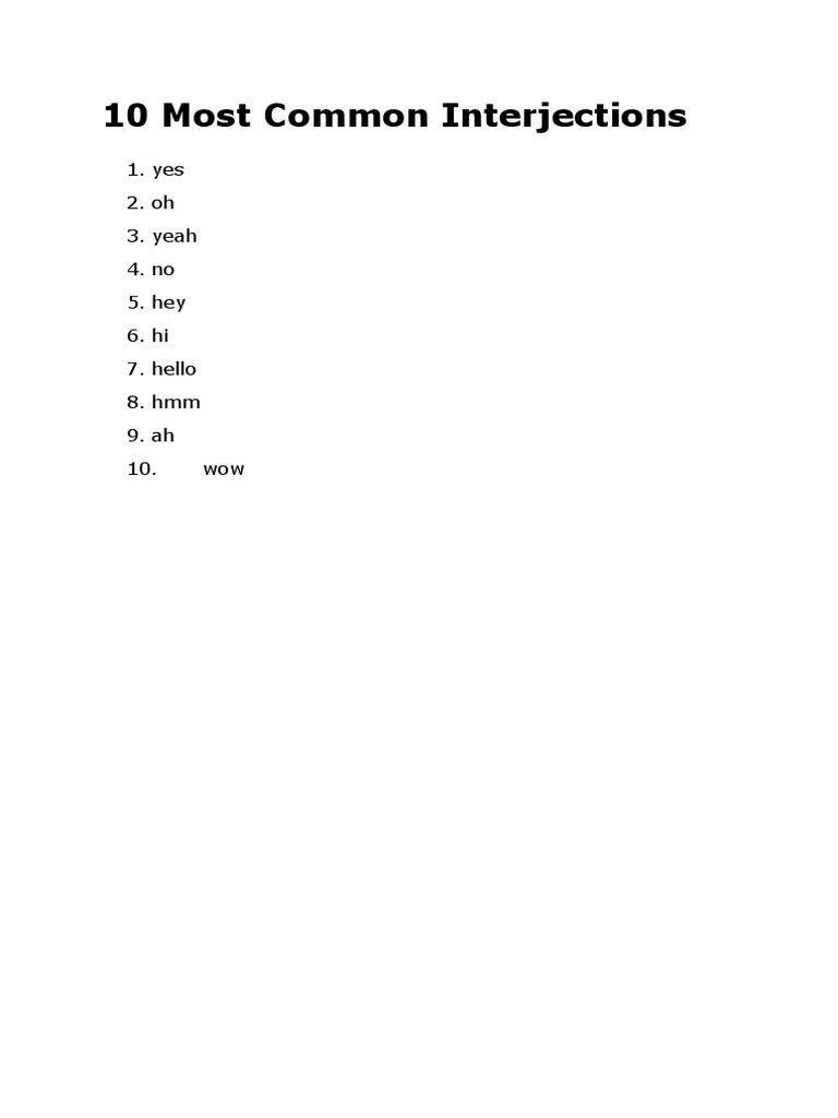 10 Most Common Interjections | PDF