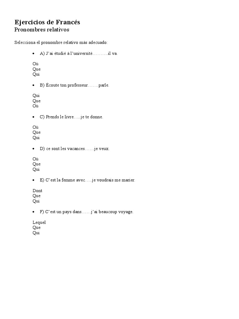 Exercices sur les pronoms en français | PDF | Arts du langage et discipline