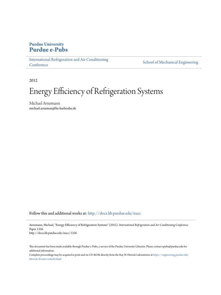 Energy Efficiency of Refrigeration Systems PDF | PDF | Refrigeration | Heat