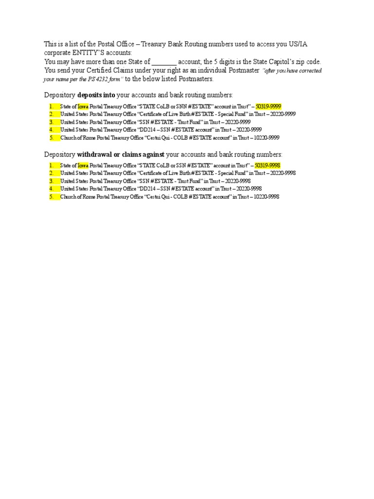 Accessing Your Postal Treasury Accounts | PDF