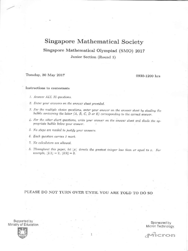 SMO Junior 2017 | Download Free PDF | Fraction (Mathematics) | Geometry