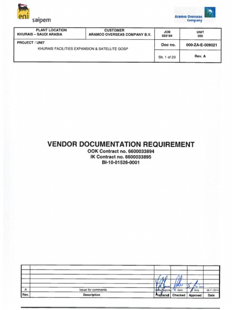 Vendor Document Submission Procedure for Kurais Facilities Expansion ...