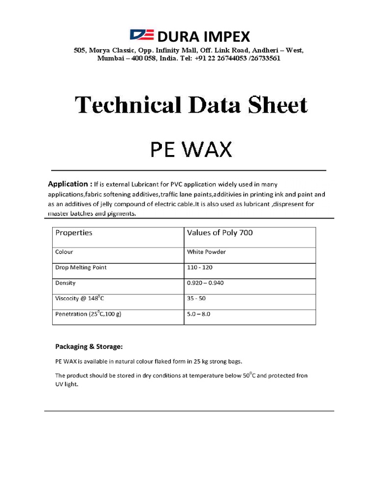 Pe Wax (B) | PDF