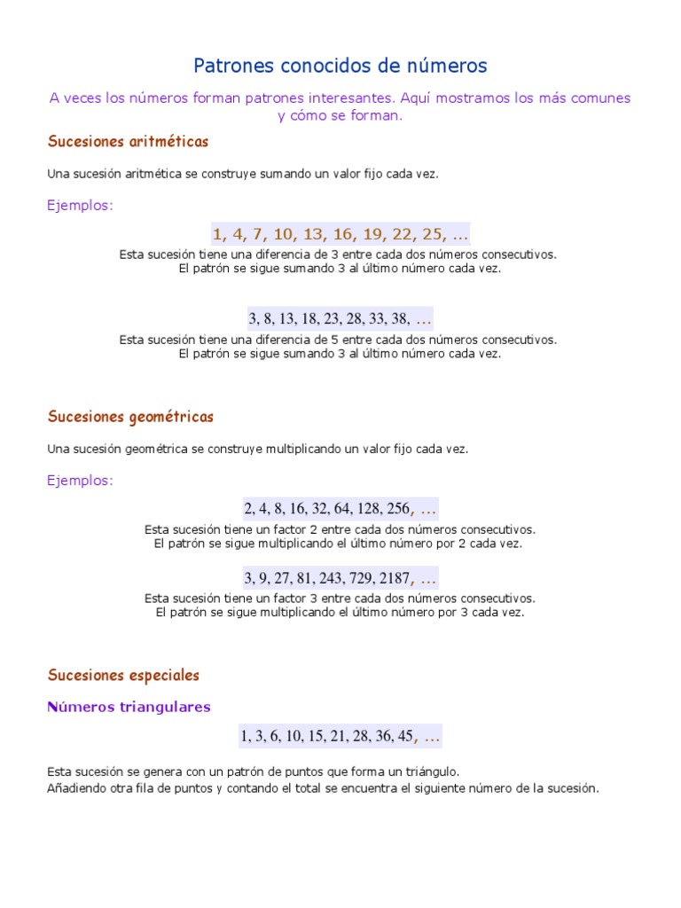 Patrones Numericos | Matemática recreativa | Objetos matemáticos