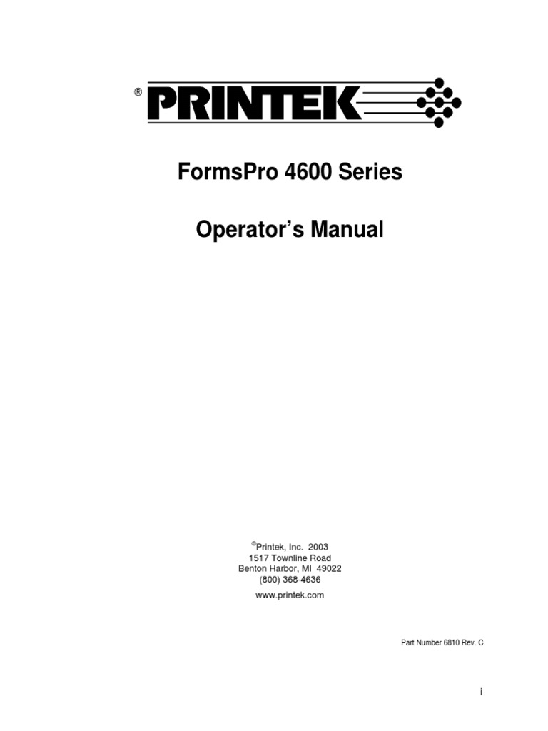 4600 Series Operator S Manual | PDF | Printer (Computing) | Electrical Connector