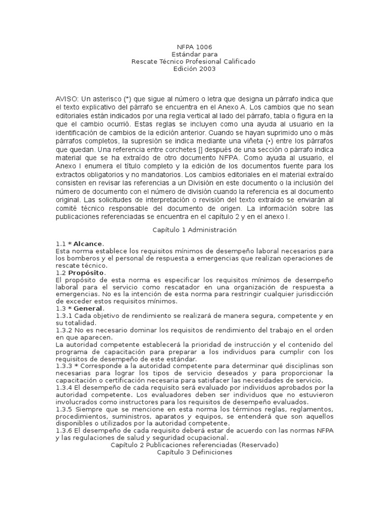 Nfpa 1006 | PDF | Cuerda | Movimiento (física)