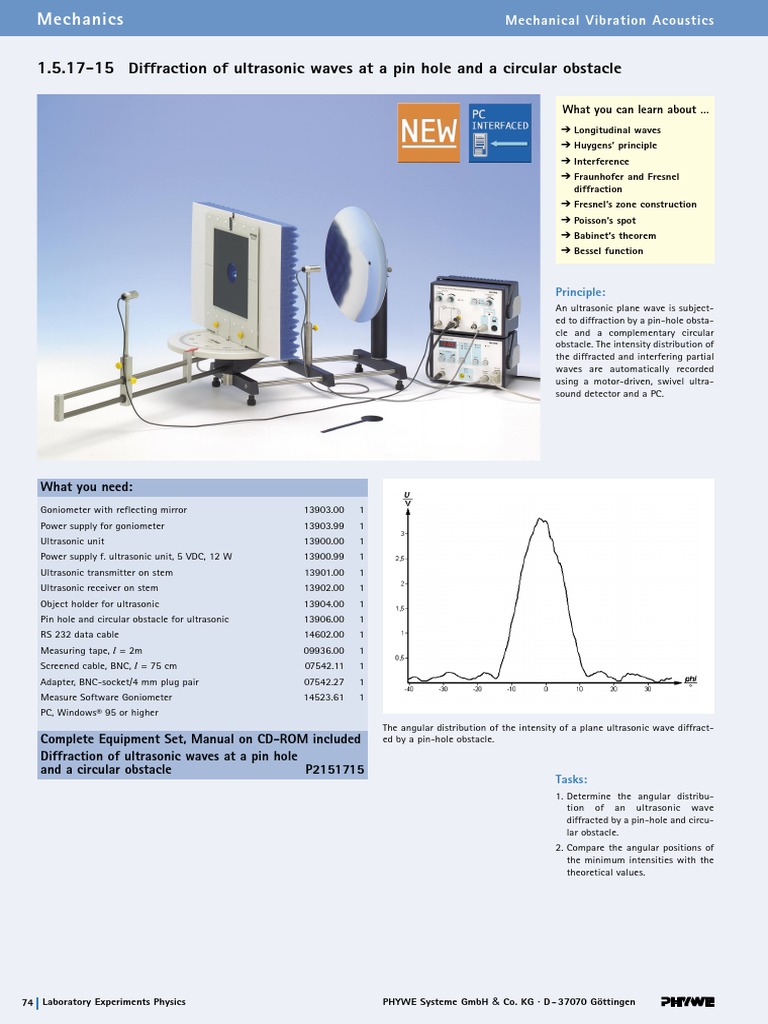 Diffraction of Ultrasonic Waves at A Pin Hole and A Circular Obstacle | Download Free PDF ...