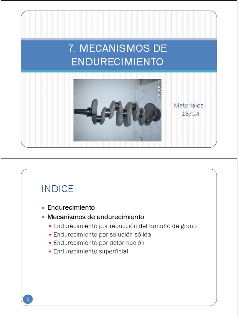 7 - Mecanismos de Endurecimiento PDF | PDF | Dislocación | Acero