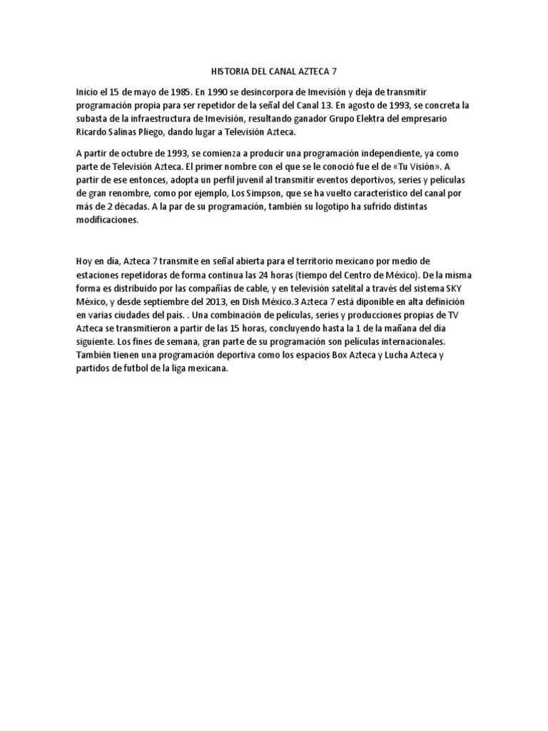 La historia y evolución del canal Azteca 7 desde sus inicios hasta la ...