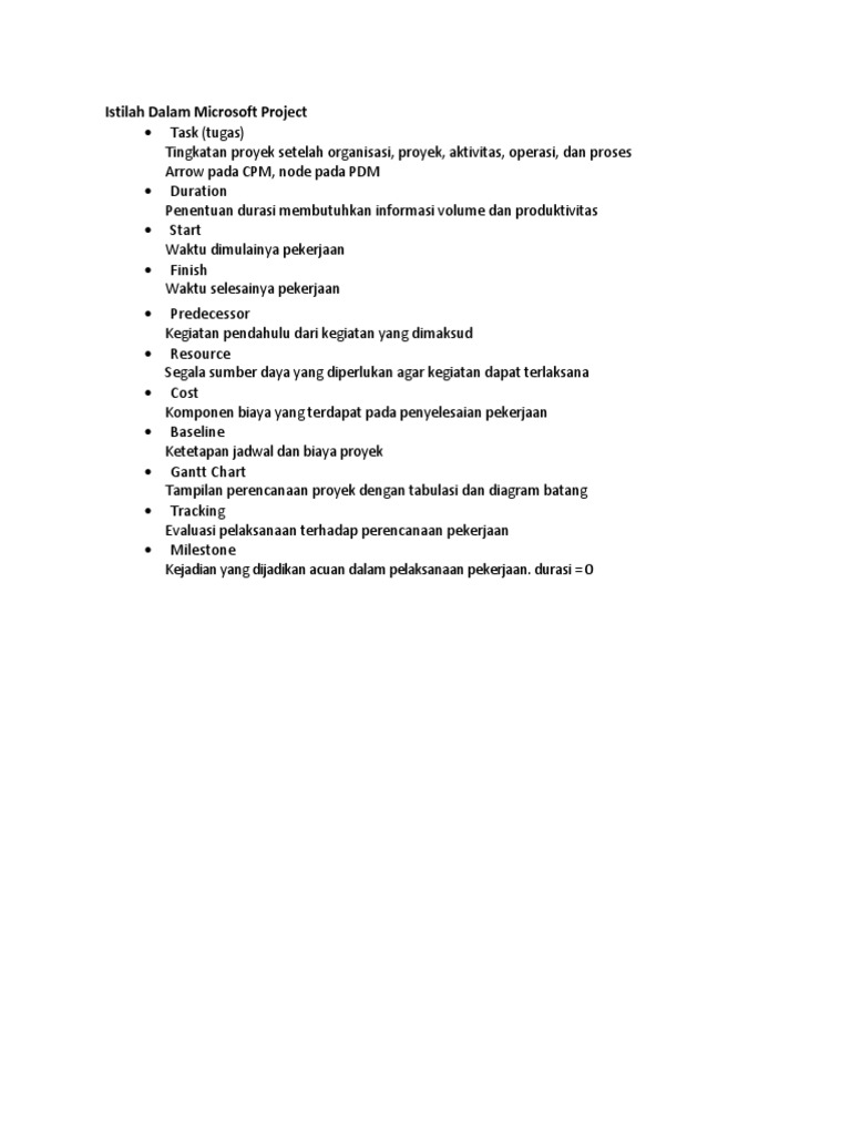 Istilah Dalam Microsoft Project | PDF