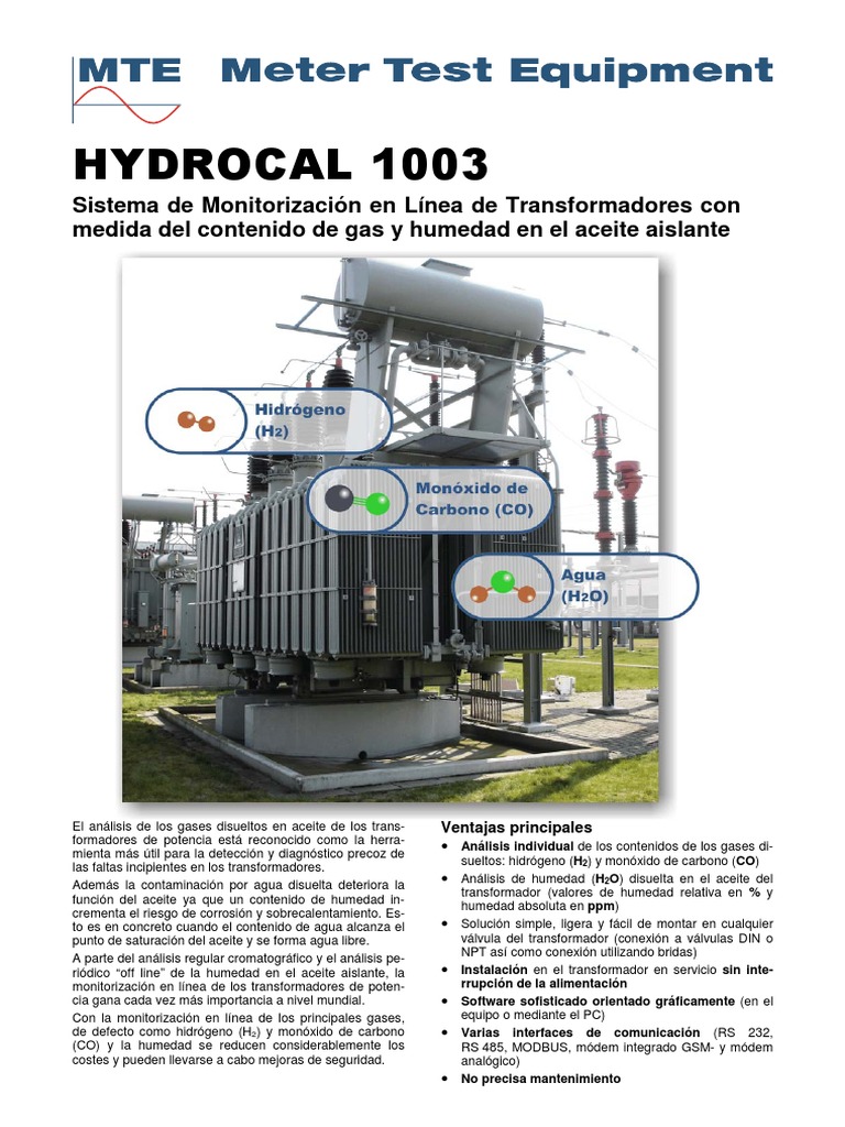 ES - Hydrocal 1003 Dados Técnicos | PDF | Transformador | Sensor