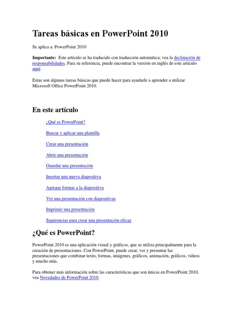 Tareas Básicas en PowerPoint | PDF | Microsoft PowerPoint | Point and Click