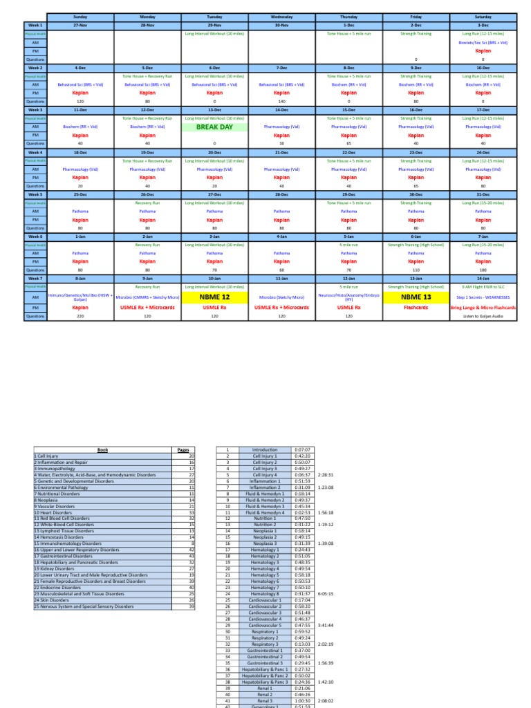 Step 1 Study Schedule Template | PDF | Anemia | Neoplasms
