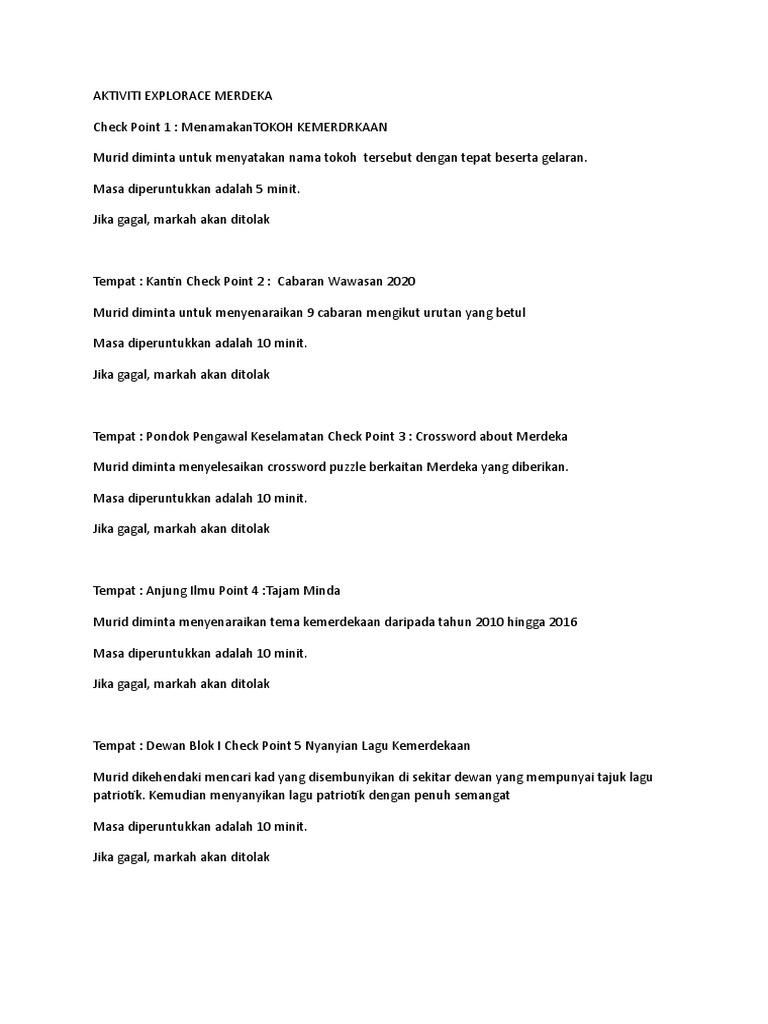 Aktiviti Explorace Merdeka | PDF