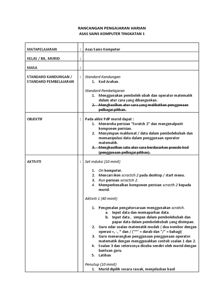 RPH Ask (Operator Matematik) | PDF