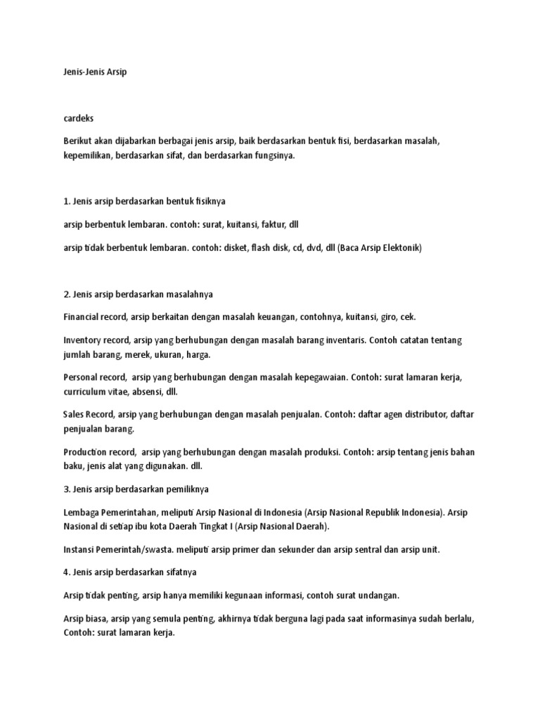 Jenis-Jenis Arsip | PDF