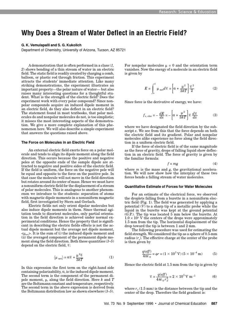 Why Does A Stream of Water Deflect in An Electric Field | PDF ...