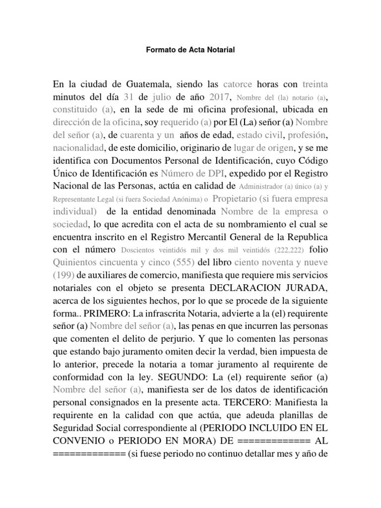Formato de Acta Notarial | PDF | Justicia | Crimen y violencia