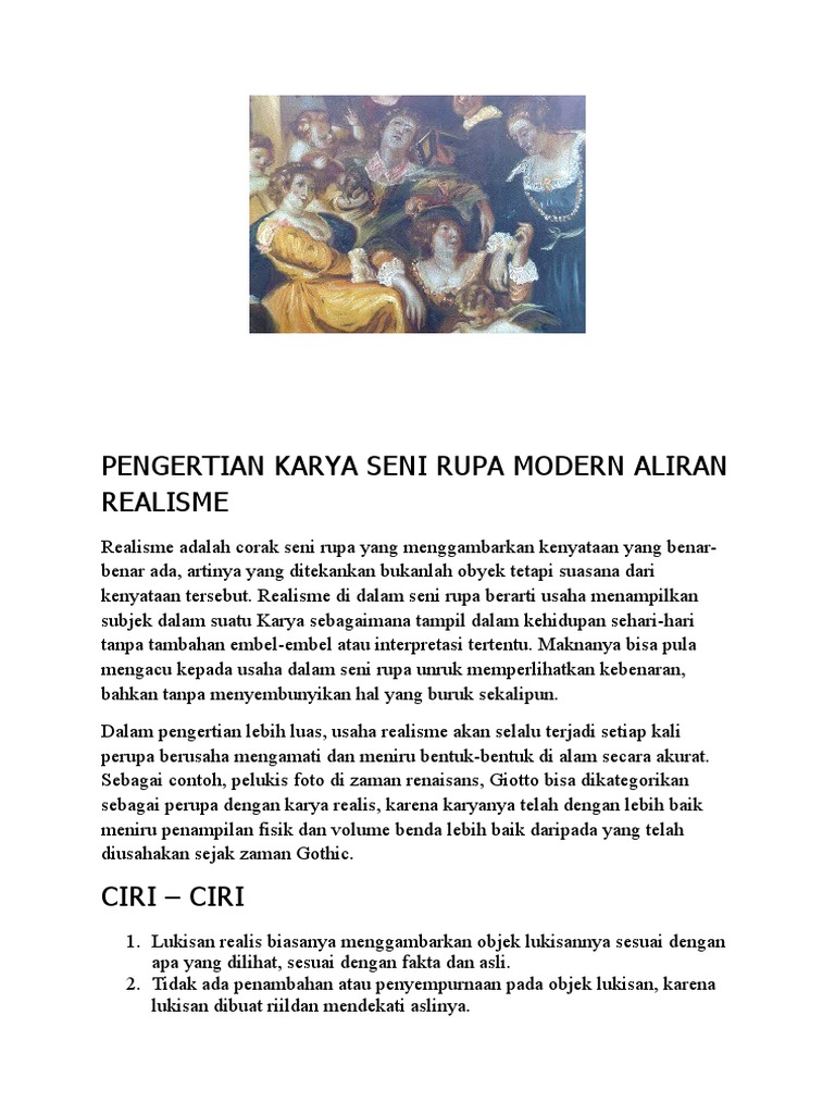 Pengertian Karya Seni Rupa Modern Aliran Realisme | PDF